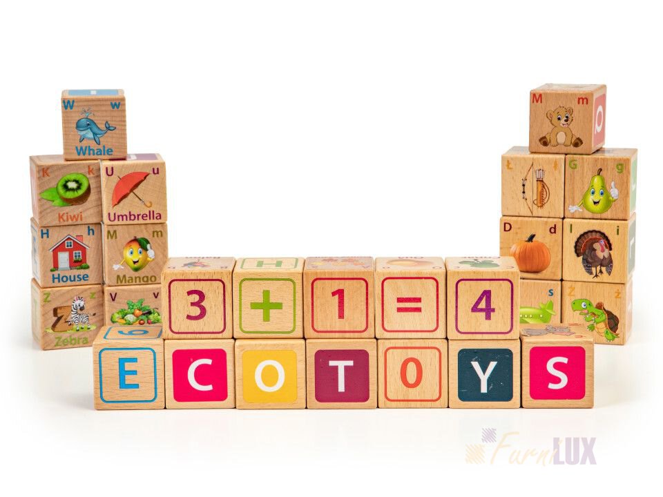 Drewniane klocki edukacyjne litery cyfry obrazki - sklep internetowy ...